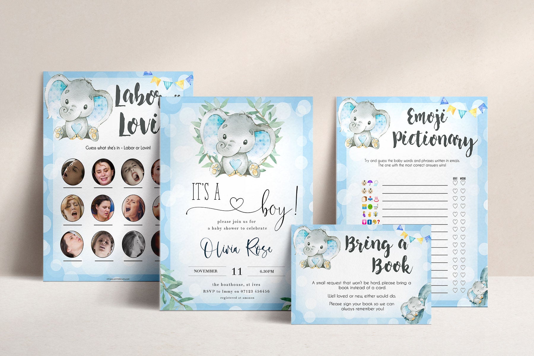 Shop Blue Elephants Baby Shower Printables | Oh Happy Printables – Page ...