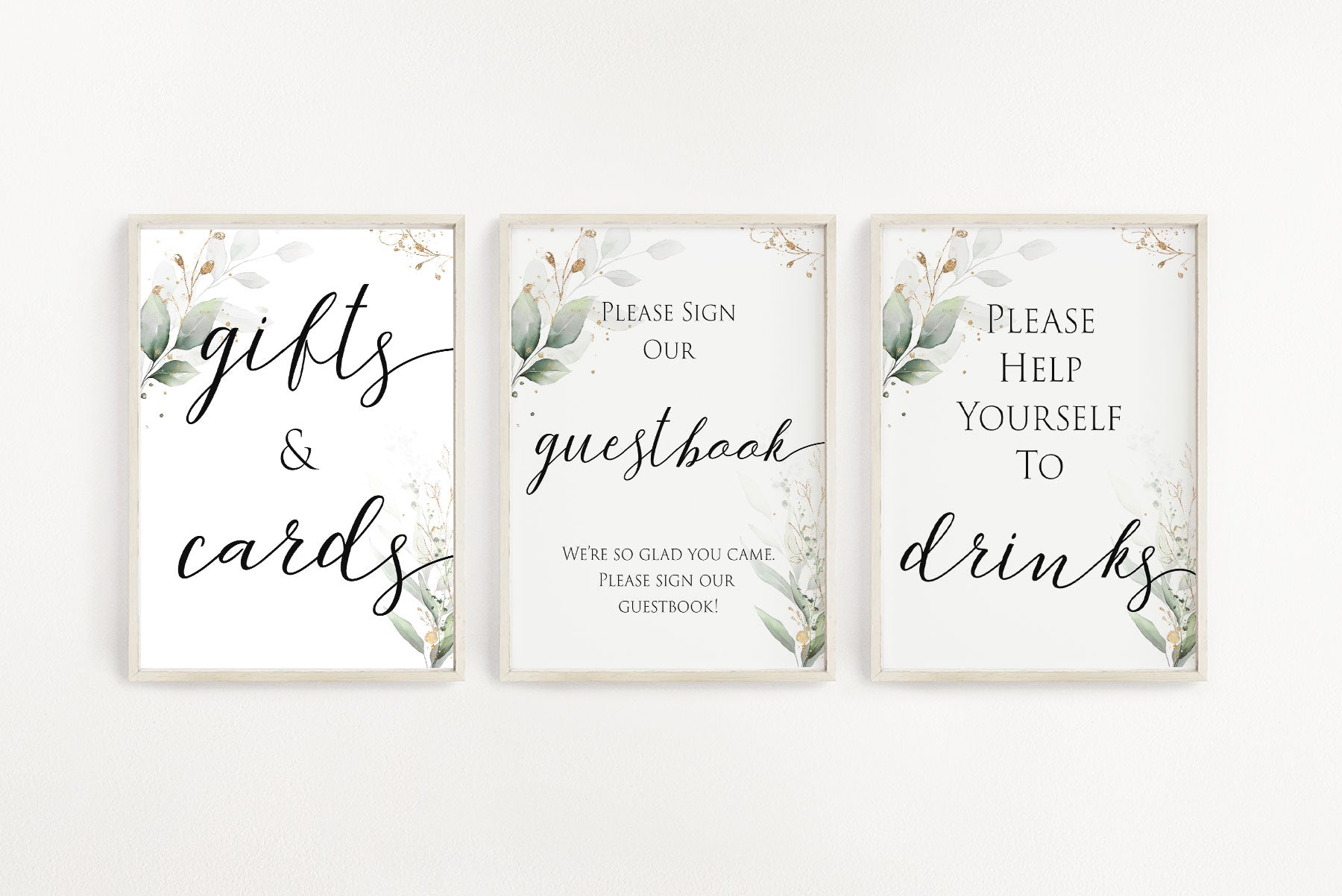 Gold and Green Leaf Baby Signs – OhHappyPrintables