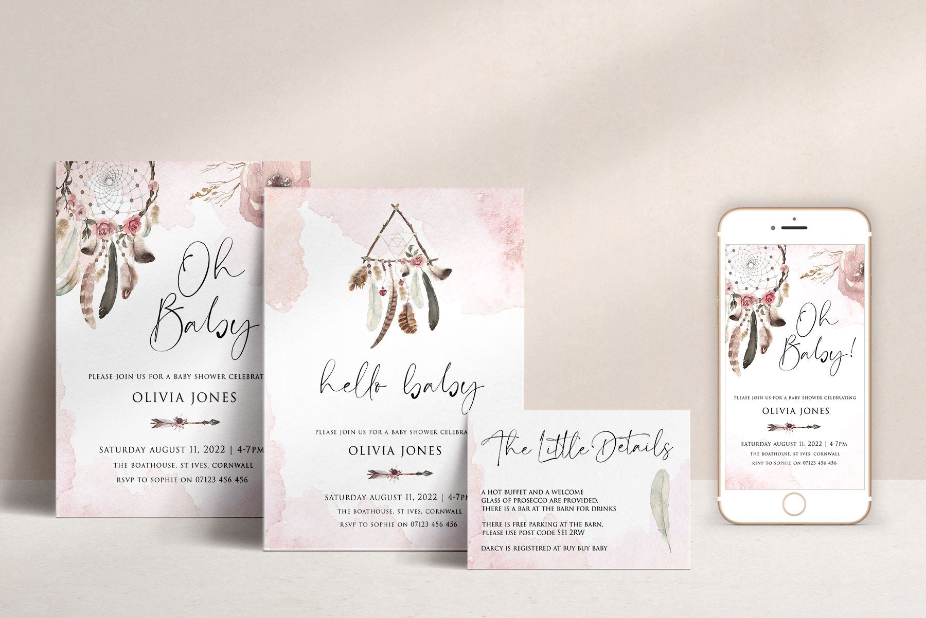 Boho Baby Invitations – OhHappyPrintables