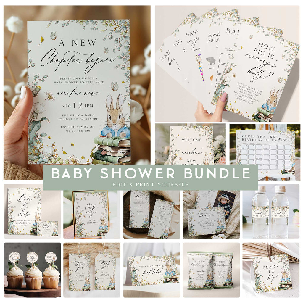A New Chapter Baby Shower Bundle Editable Templates – OhHappyPrintables