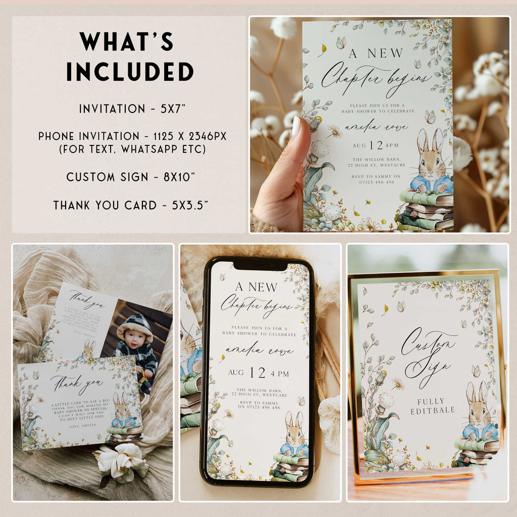 A New Chapter Baby Shower Bundle Editable Templates – OhHappyPrintables