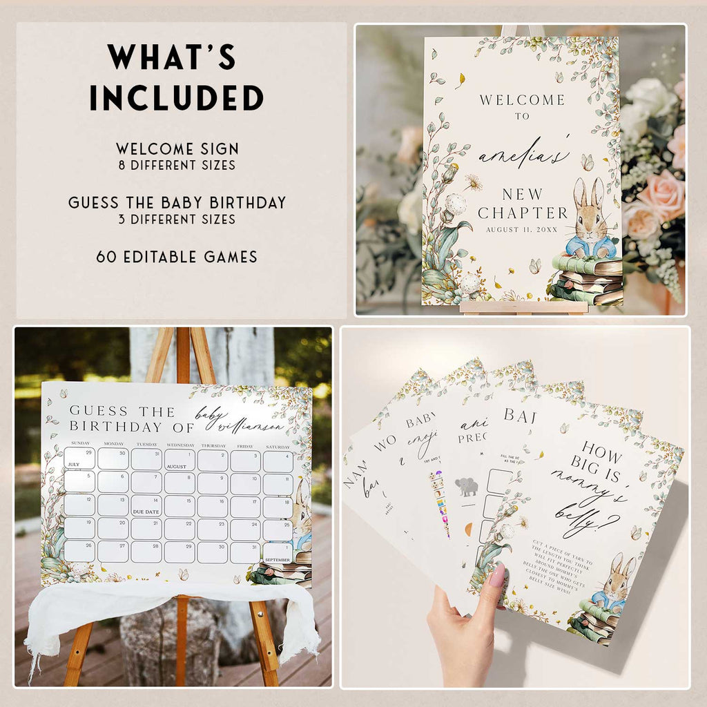 A New Chapter Baby Shower Bundle Editable Templates – OhHappyPrintables