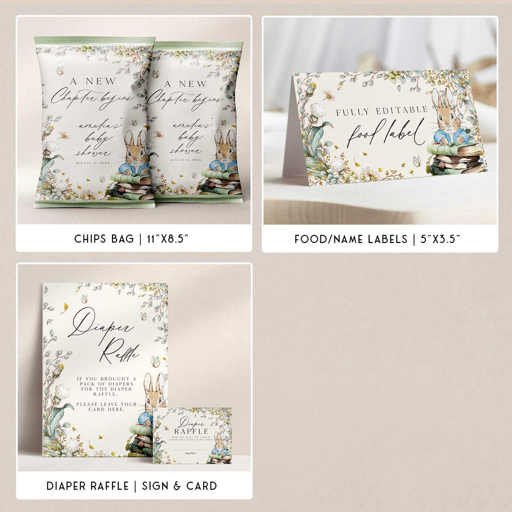 A New Chapter Baby Shower Bundle Editable Templates – OhHappyPrintables