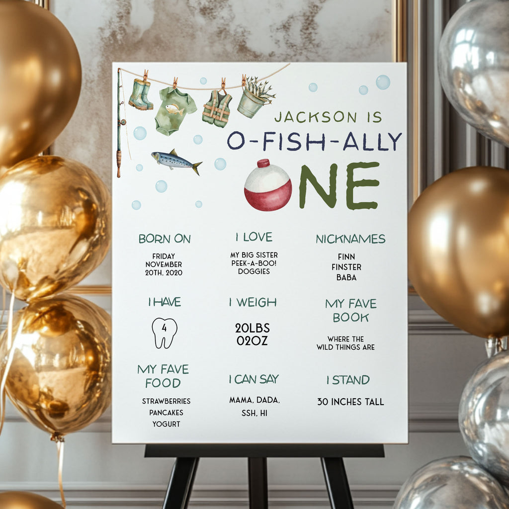 O-Fish-Ally One First Year Milestone Editable Template – OhHappyPrintables