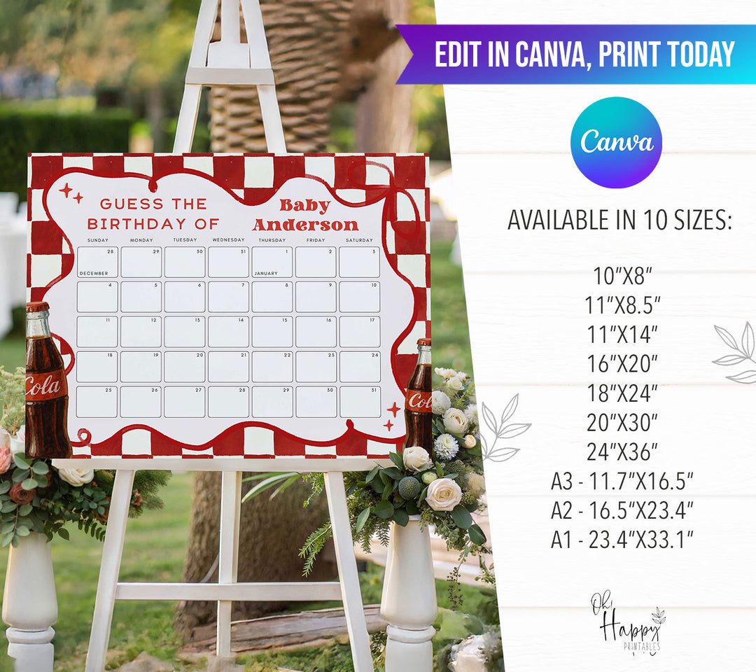 Guess The Baby Arrival Date Soda Game Editable Template – OhHappyPrintables