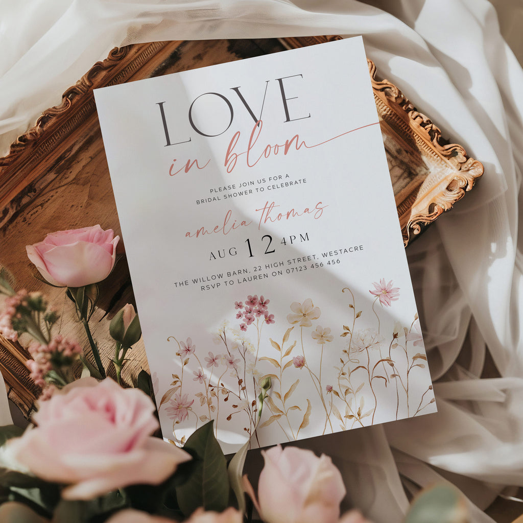 Love In Bloom Boho Bridal Shower Invitation Template – OhHappyPrintables