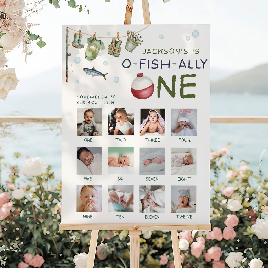 O-Fish-Ally One First Year Photos Milestone Editable Template ...