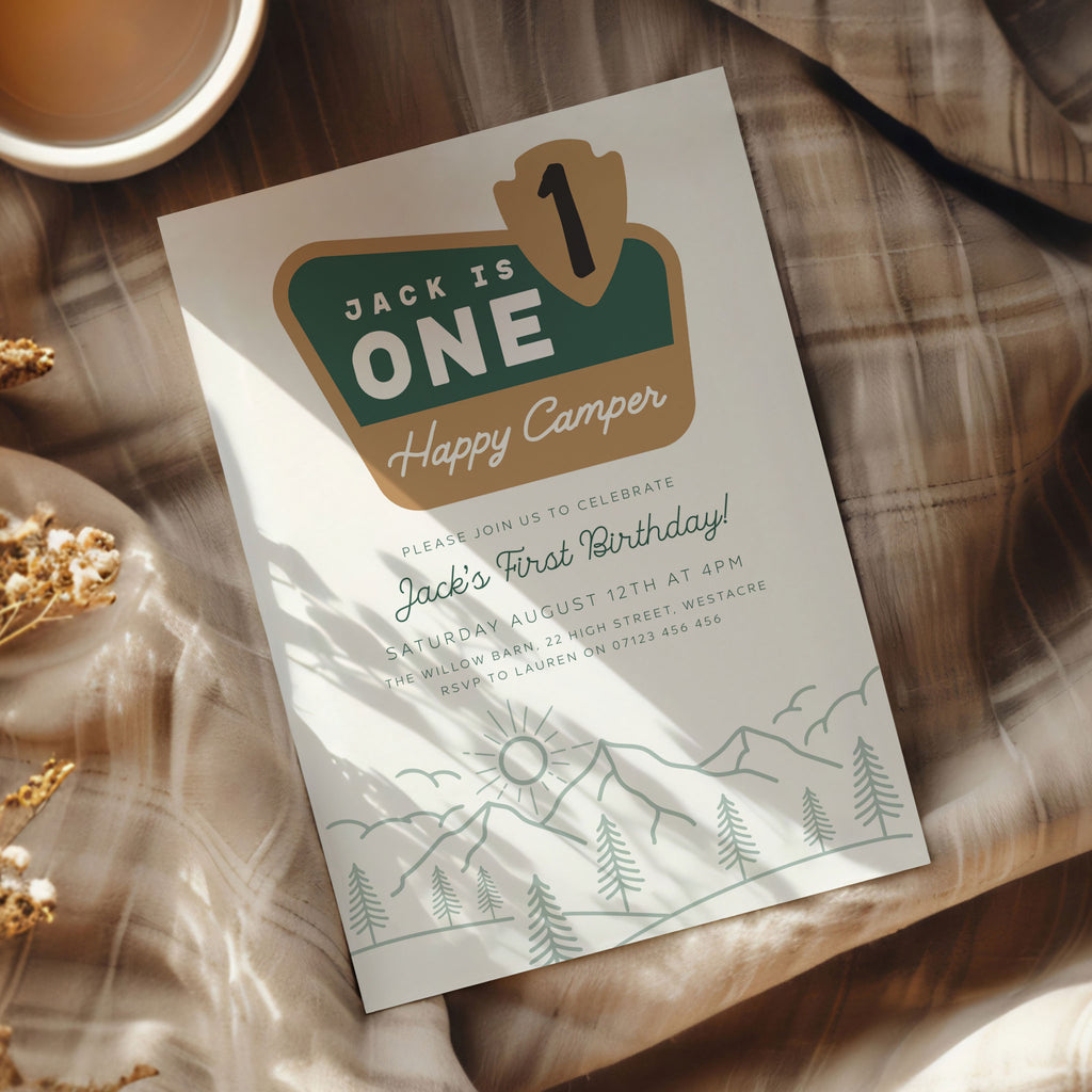 One Happy Camper Invitation Editable Template – OhHappyPrintables