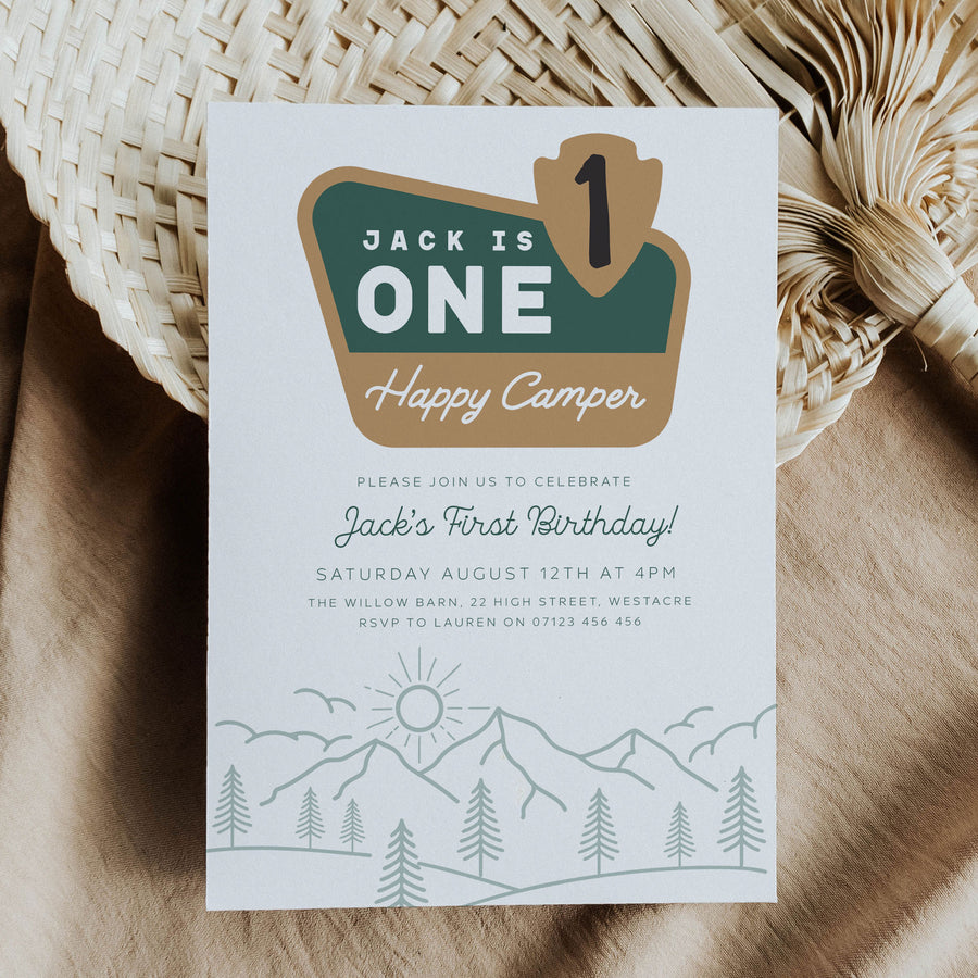 One Happy Camper Invitation Editable Template – OhHappyPrintables