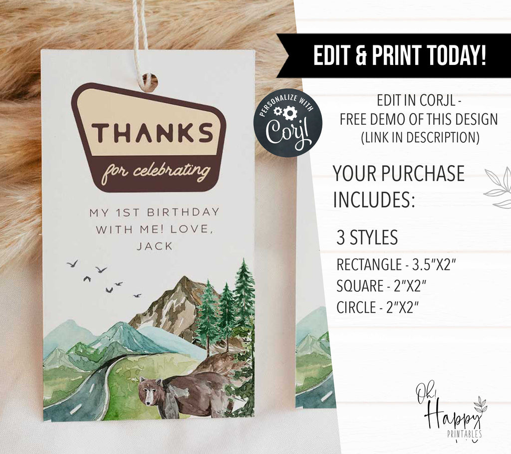 One Happy Camper Gift Tags Editable Template – OhHappyPrintables