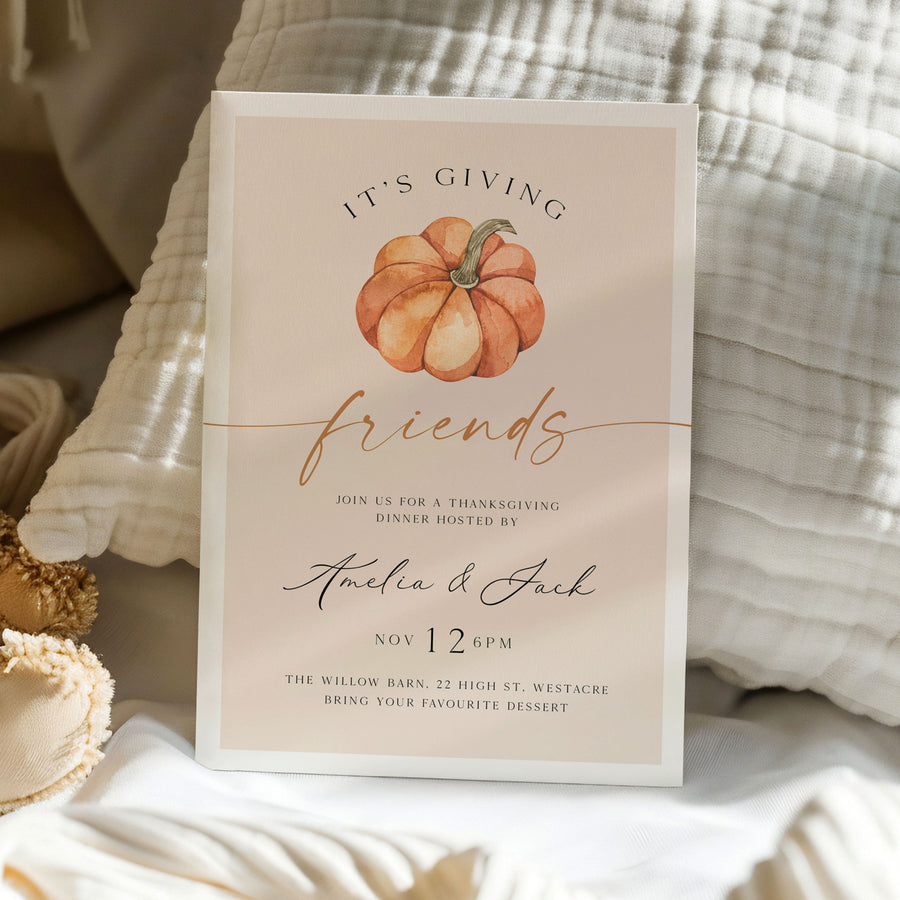 It's Giving Friends Modern Invitation Editable Template – OhHappyPrintables