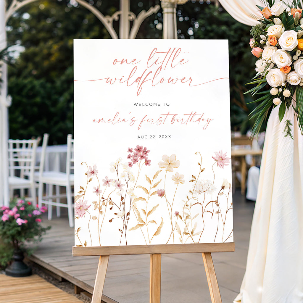 One Little Boho Wildflower Welcome Sign Editable Template ...
