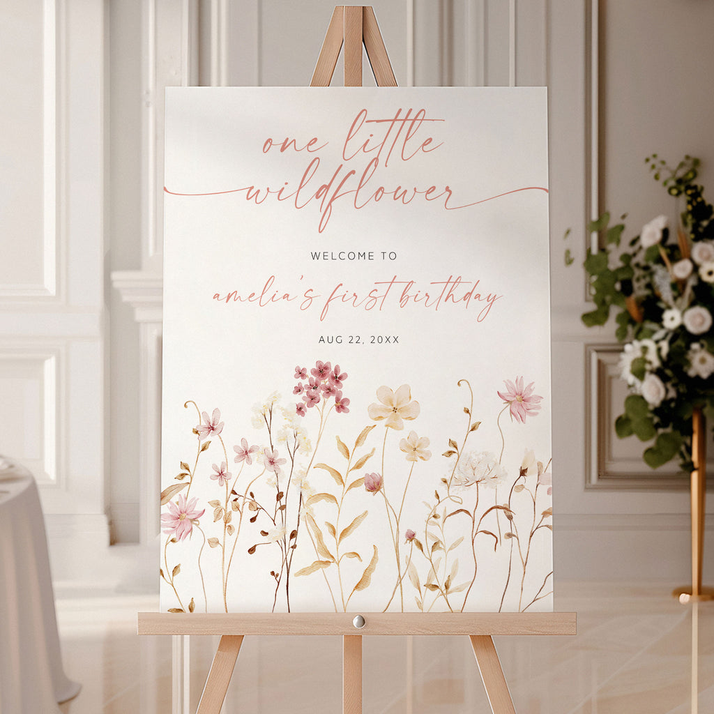 One Little Boho Wildflower Welcome Sign Editable Template ...