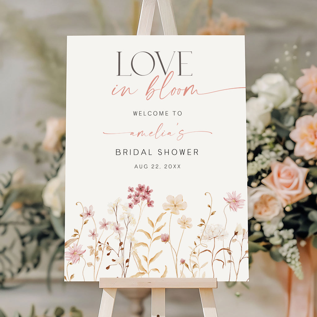 Editable Boho Wildflower Bridal Shower Welcome Sign – OhHappyPrintables