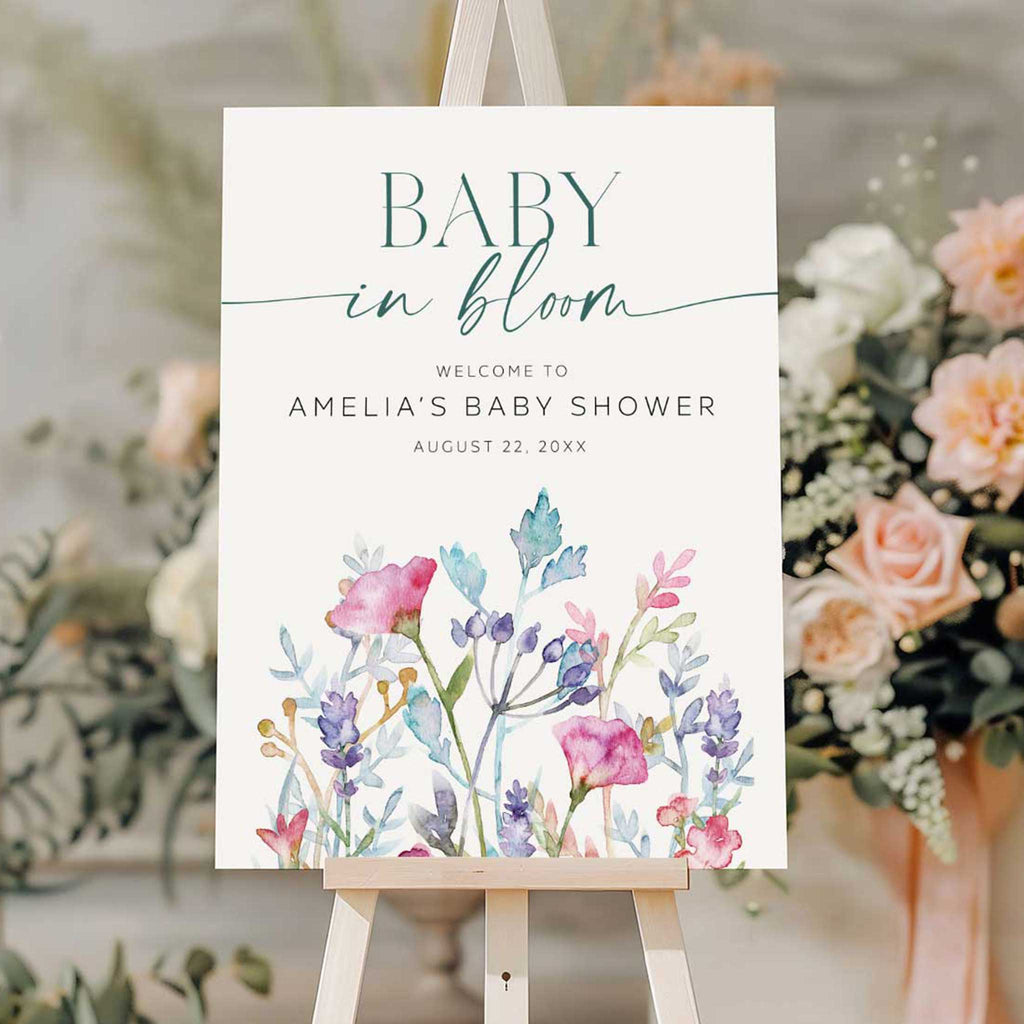 Baby In Bloom Welcome Sign Editable Template – OhHappyPrintables