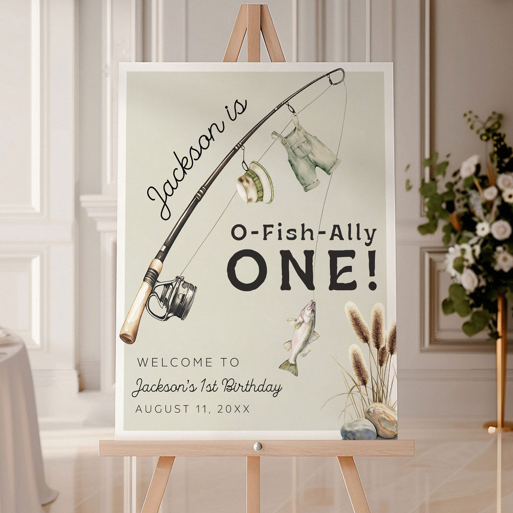 O-Fish-Ally One Rod Editable Welcome Sign Template – OhHappyPrintables
