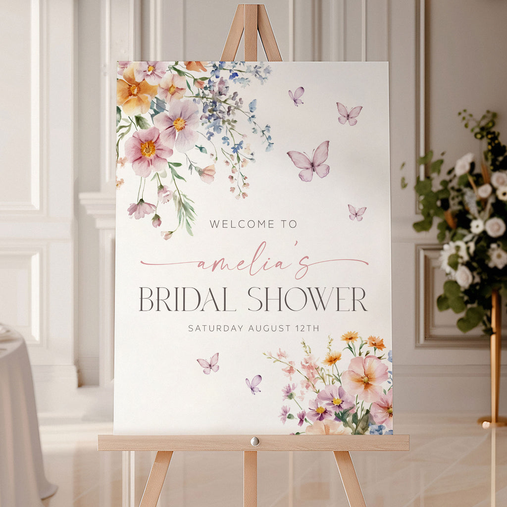 Wildflower Floral Lifetime Of Butterflies Welcome Sign Editable ...