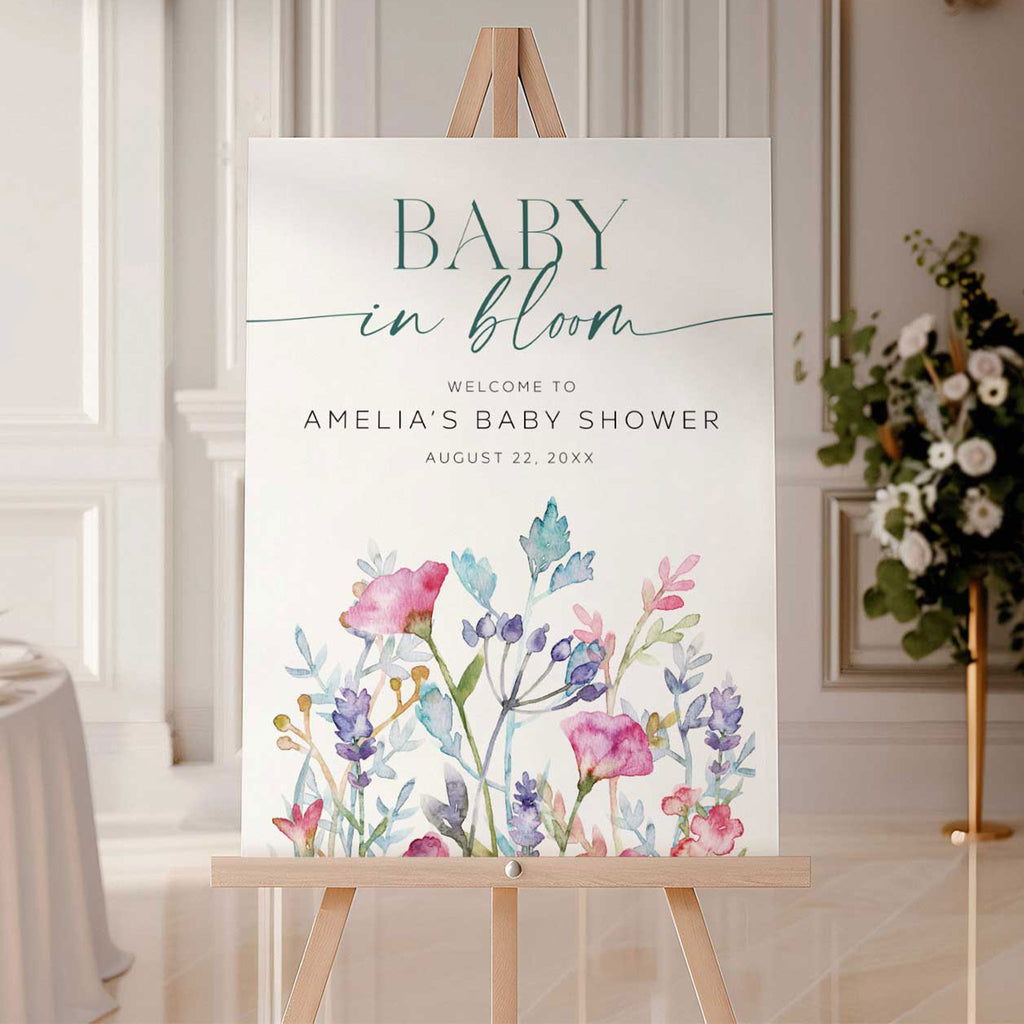 Baby In Bloom Welcome Sign Editable Template – OhHappyPrintables