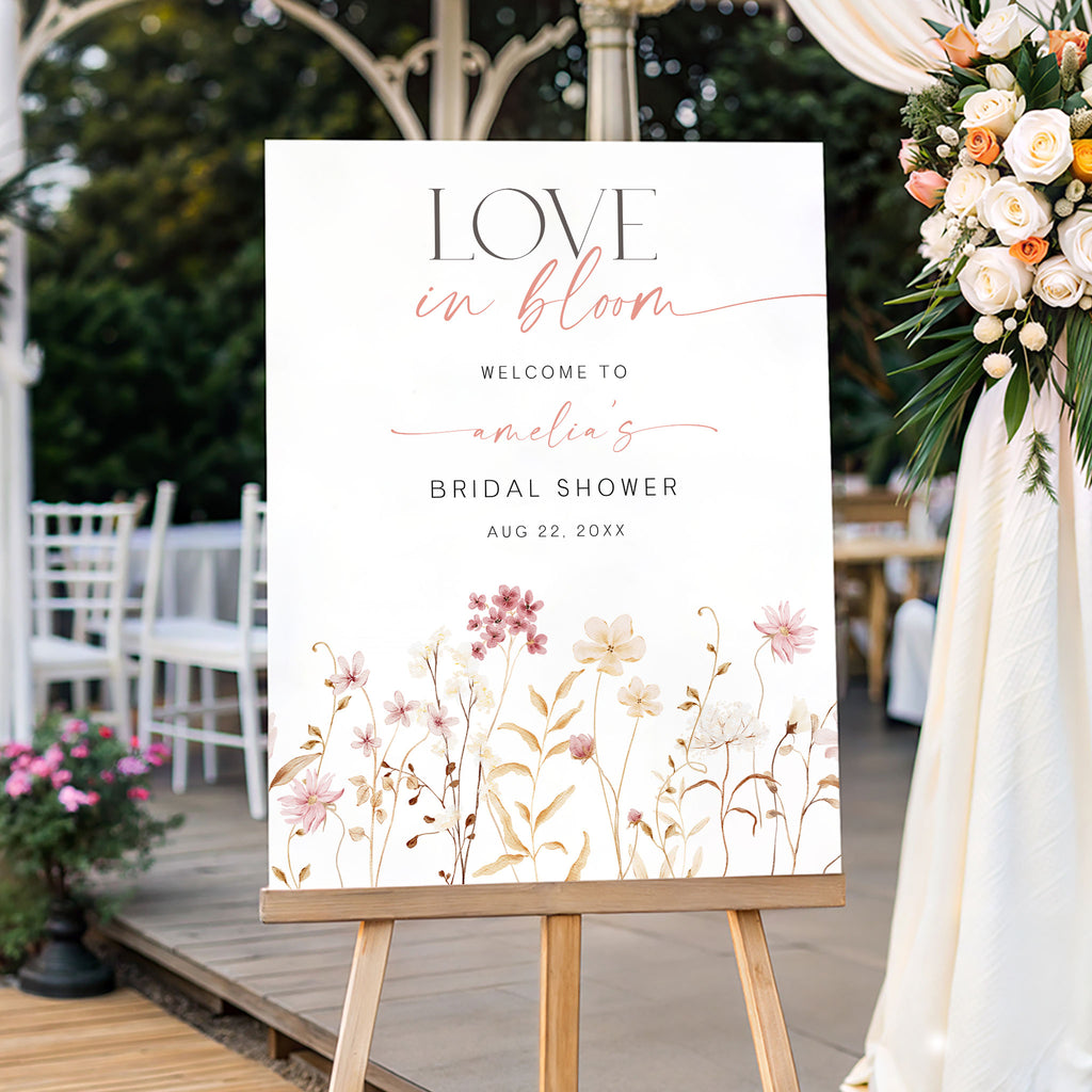 Editable Boho Wildflower Bridal Shower Welcome Sign – OhHappyPrintables