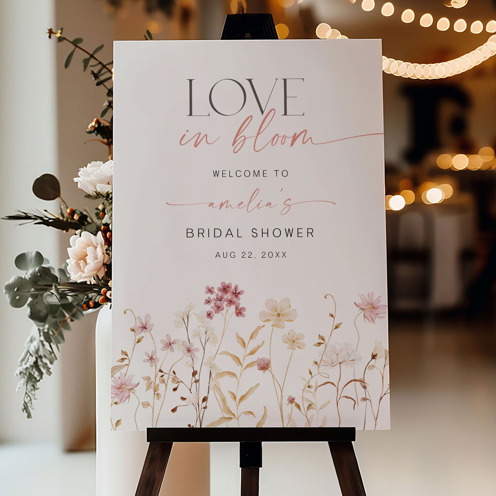 Editable Boho Wildflower Bridal Shower Welcome Sign – OhHappyPrintables