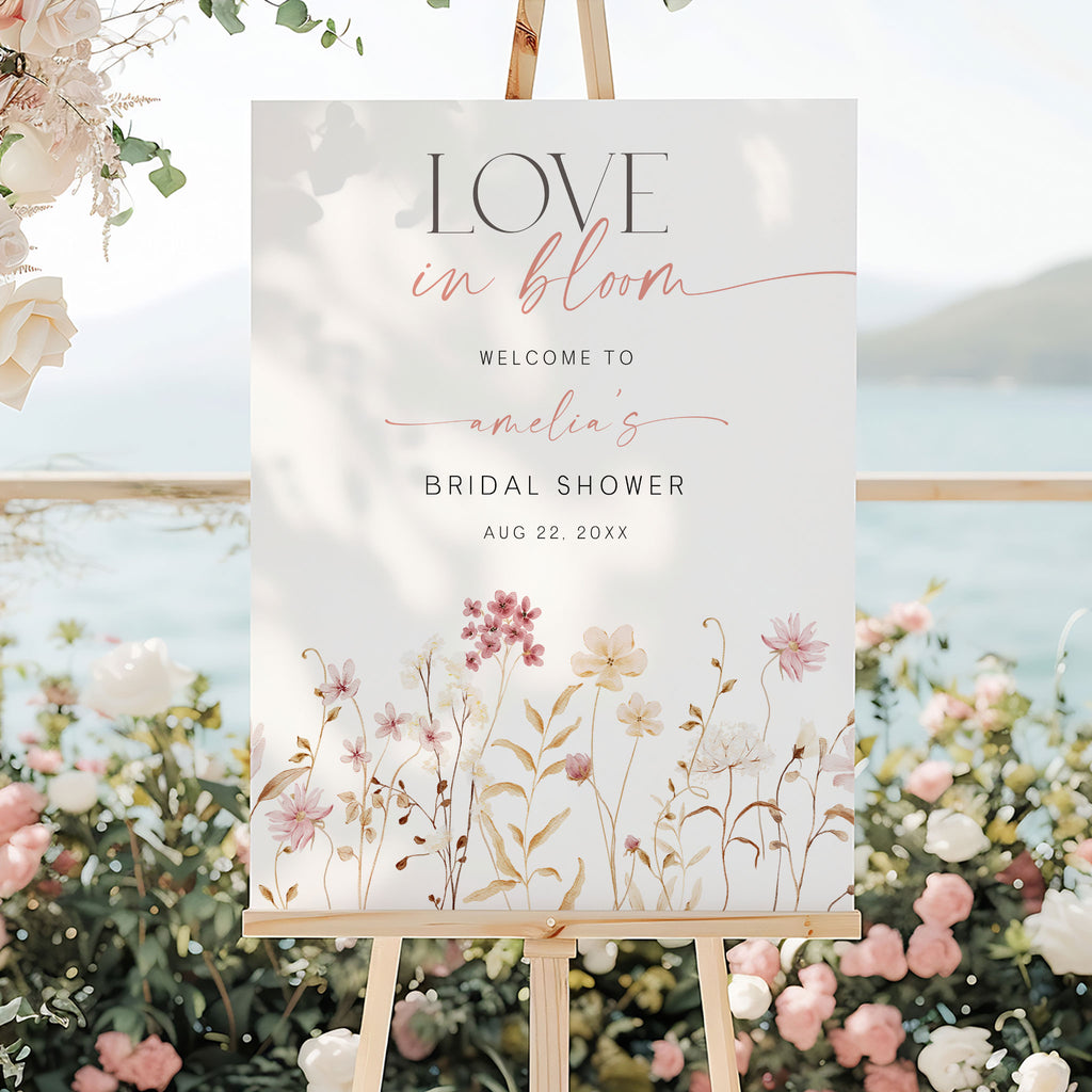 Editable Boho Wildflower Bridal Shower Welcome Sign – OhHappyPrintables