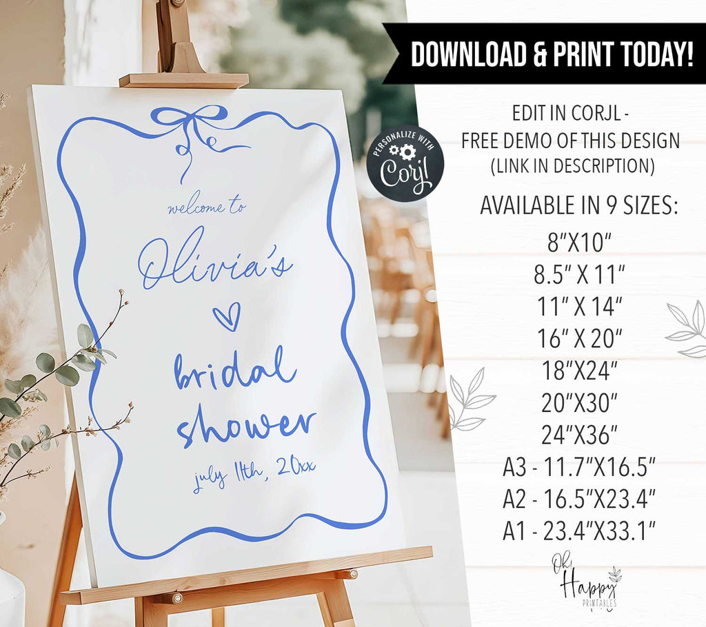 Ribbon Something Blue Before I Do Welcome Sign – OhHappyPrintables