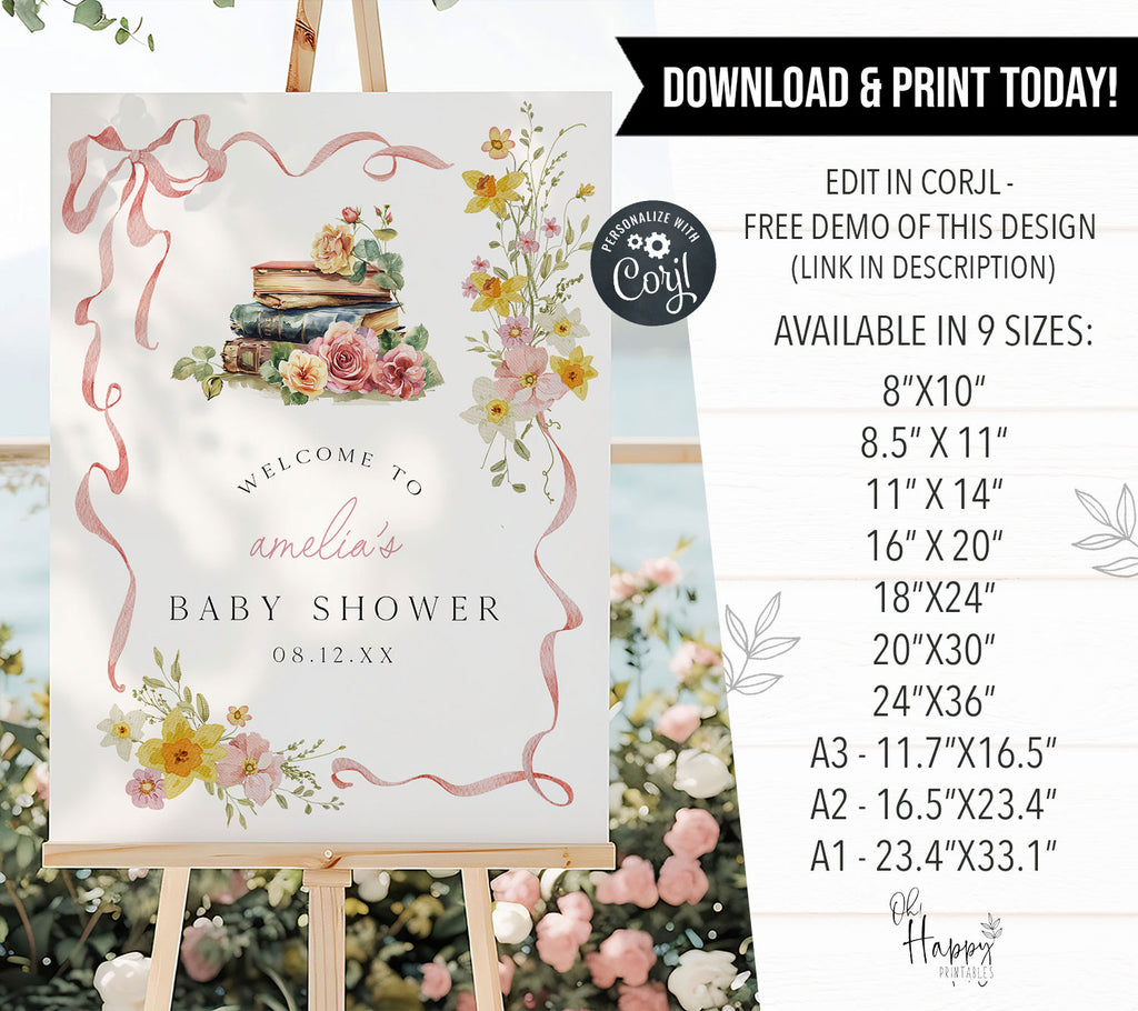 Pink Ribbon New Chapter Welcome Sign Editable Template – OhHappyPrintables