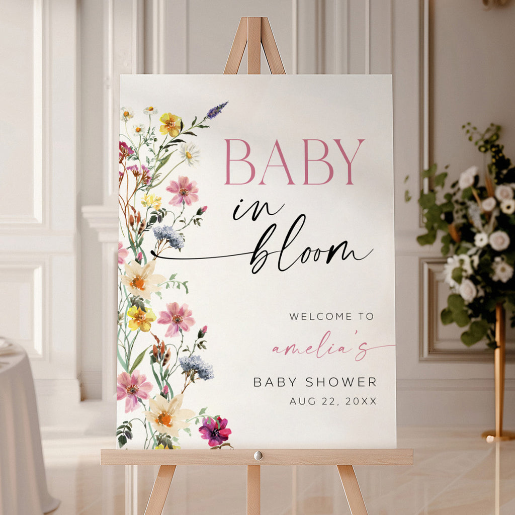 Baby In Bloom Welcome Sign Editable Template – OhHappyPrintables