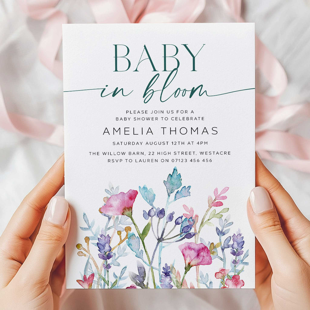 Baby In Bloom Invitation Editable Template – OhHappyPrintables