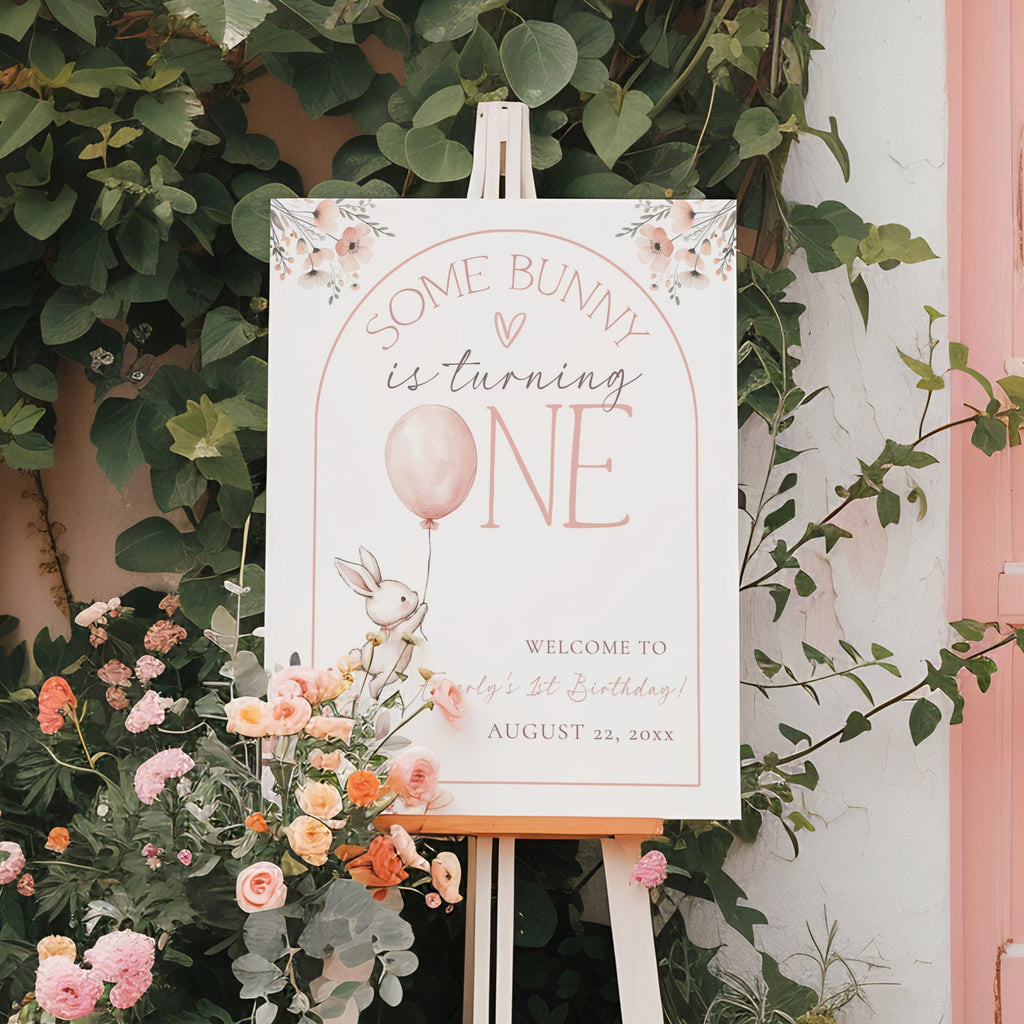 Some Bunny Is One Editable Welcome Sign Template – OhHappyPrintables
