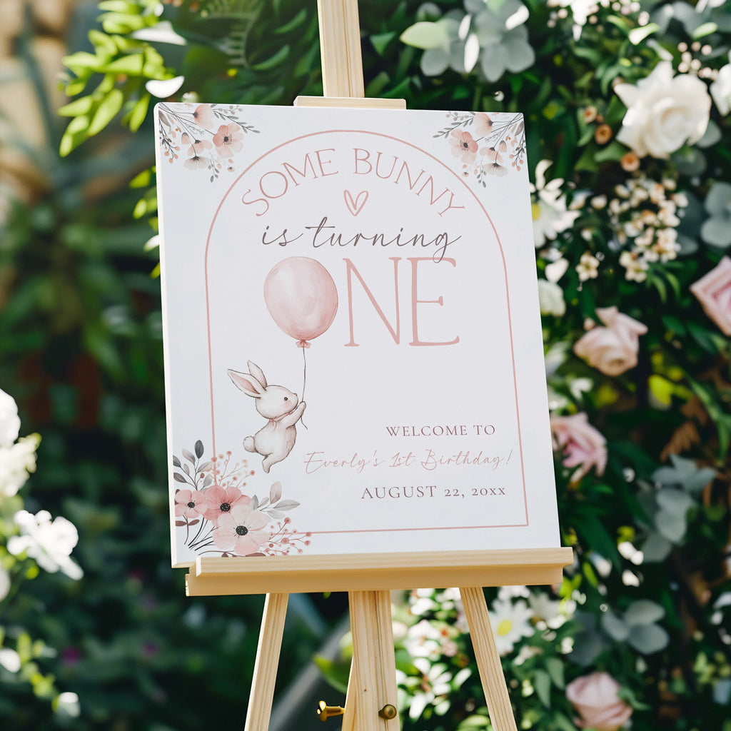 Some Bunny Is One Editable Welcome Sign Template – OhHappyPrintables