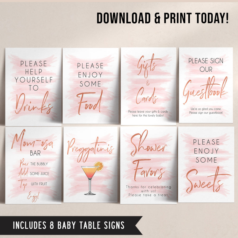 Shop Pink Swash Baby Shower Printables | Oh Happy Printables ...