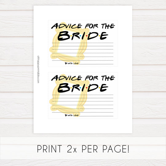 Friends Advice for the Bride Cards | Printable Bridal Shower Games ...