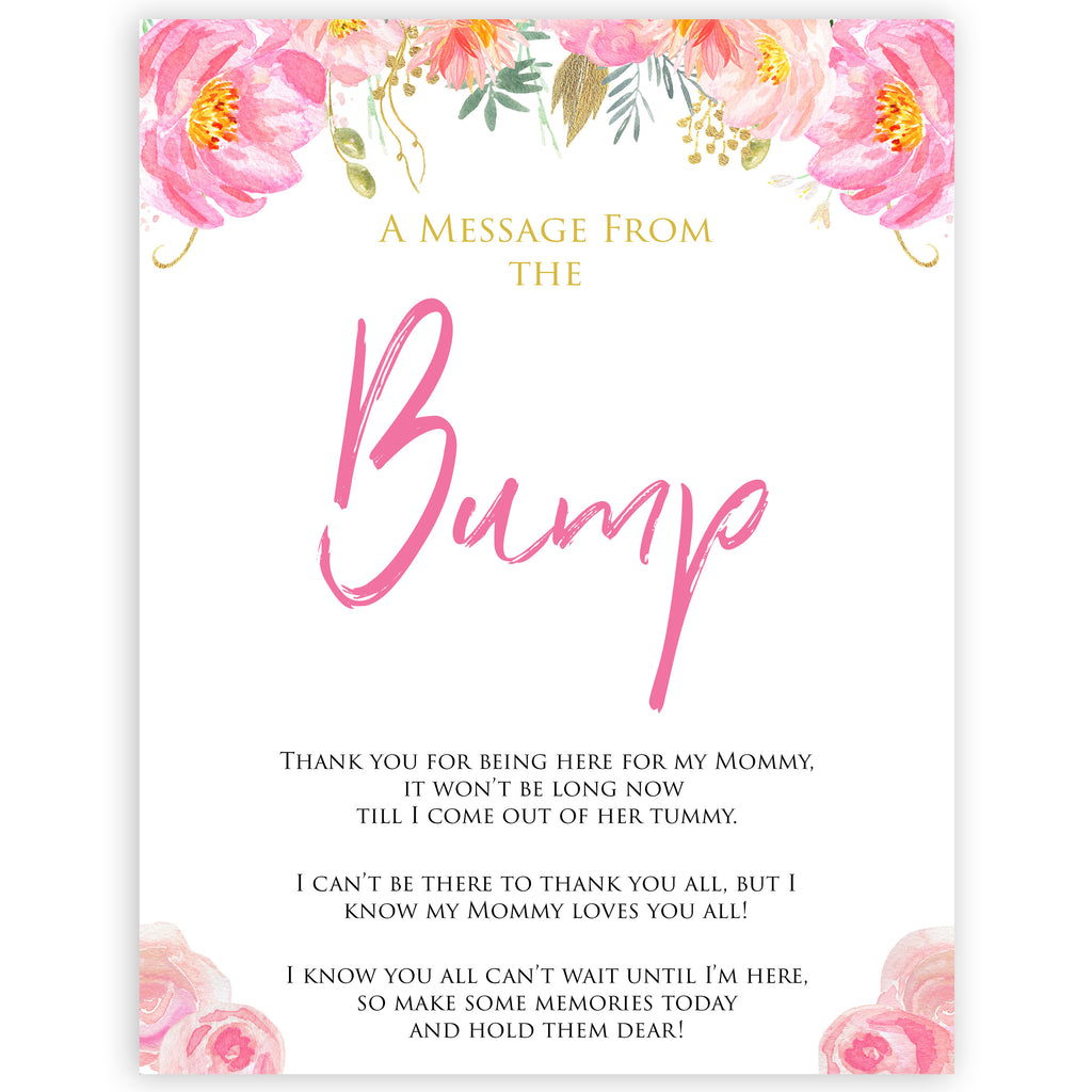 A Message From The Bump - Pink Blush Floral Printable Baby Games ...
