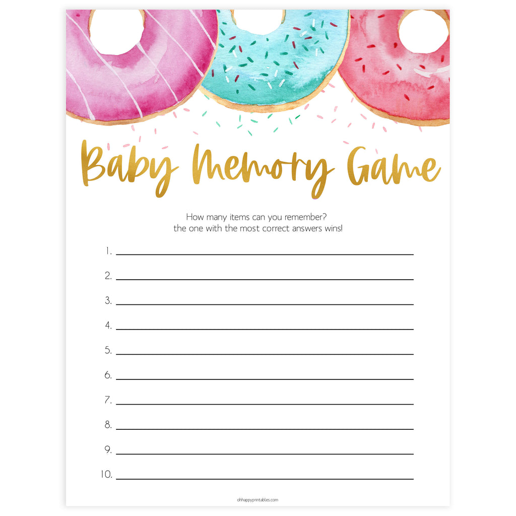 Baby Memory Game - Donut Printable Baby Games – OhHappyPrintables