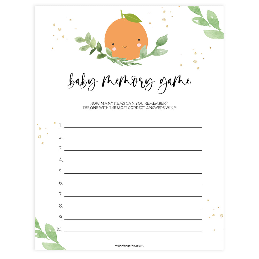 Baby Memory Game - Little Cutie Printable Baby Shower Games ...
