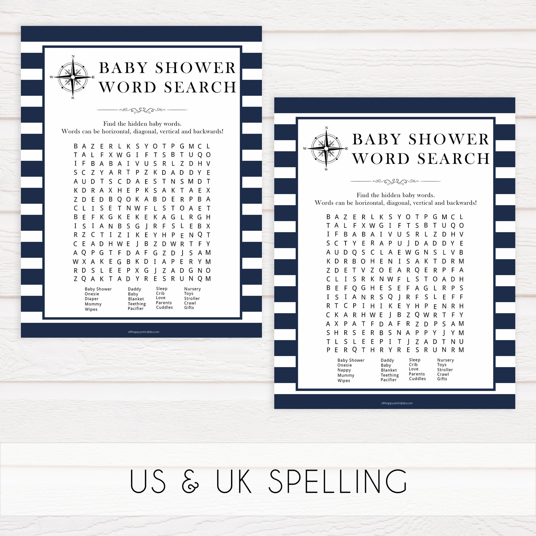 Baby Word Search - Printable Nautical Baby Shower Games – OhHappyPrintables