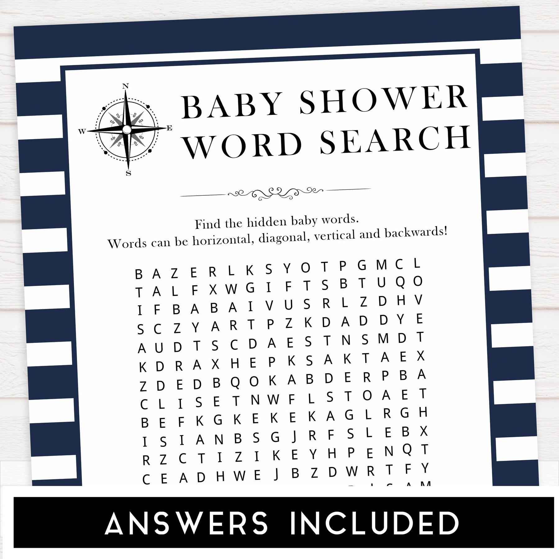 Baby Word Search - Printable Nautical Baby Shower Games – OhHappyPrintables