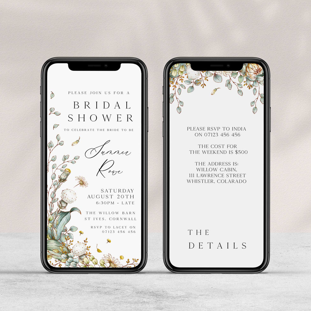 EDITABLE Bridal Shower Mobile Invitation - Summer Garden Bridal ...