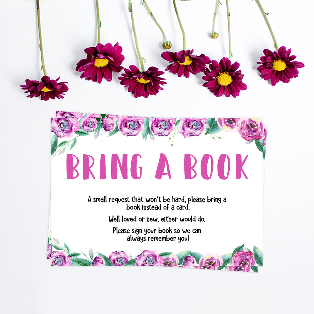 Bring A Book - Purple Peonies Printable Baby Games – OhHappyPrintables
