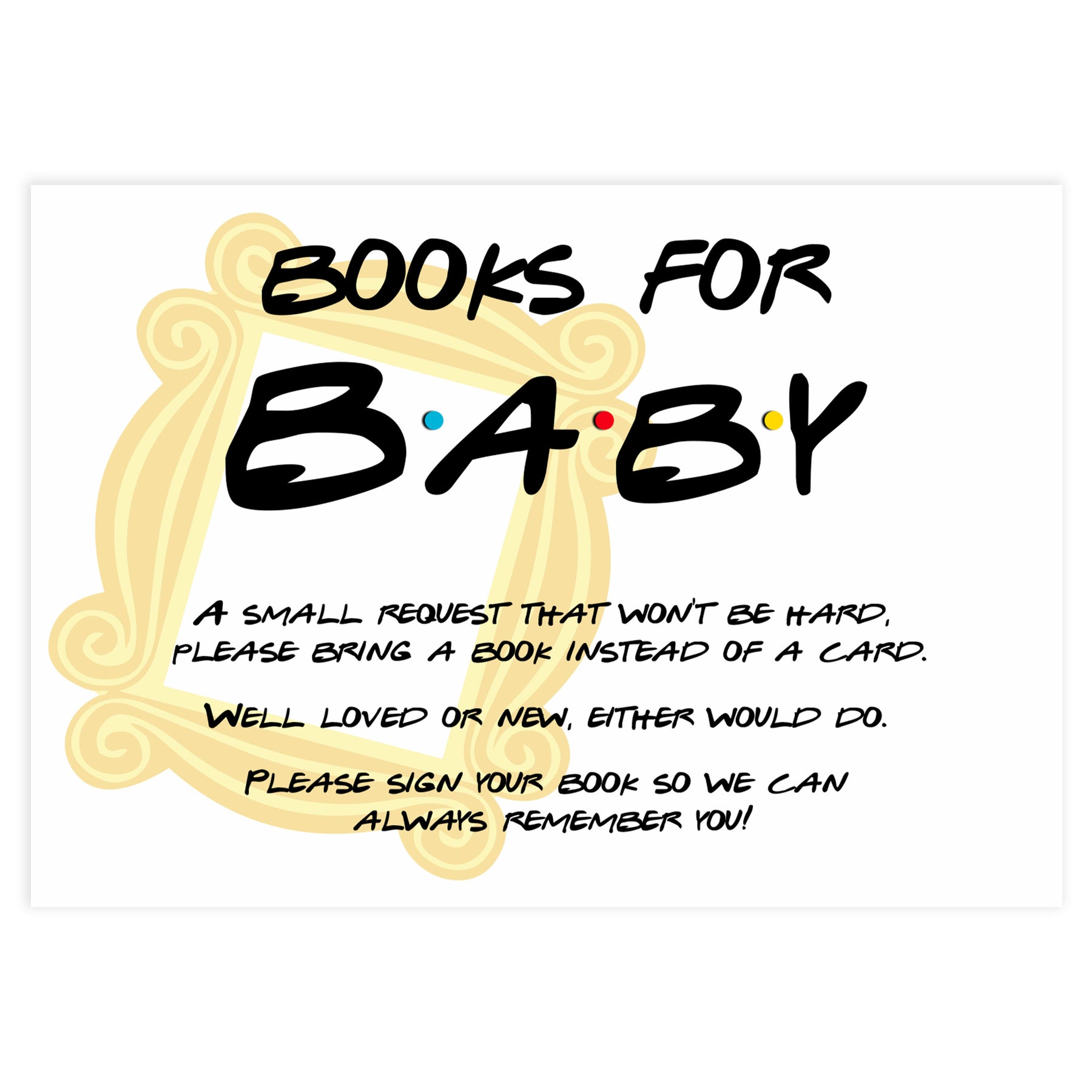 Bring A Book - Friends Printable Baby Shower Games – OhHappyPrintables
