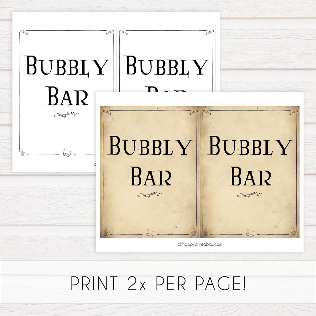 Bubbly Bar Bridal Sign - Printable Harry Potter Bridal Decor ...