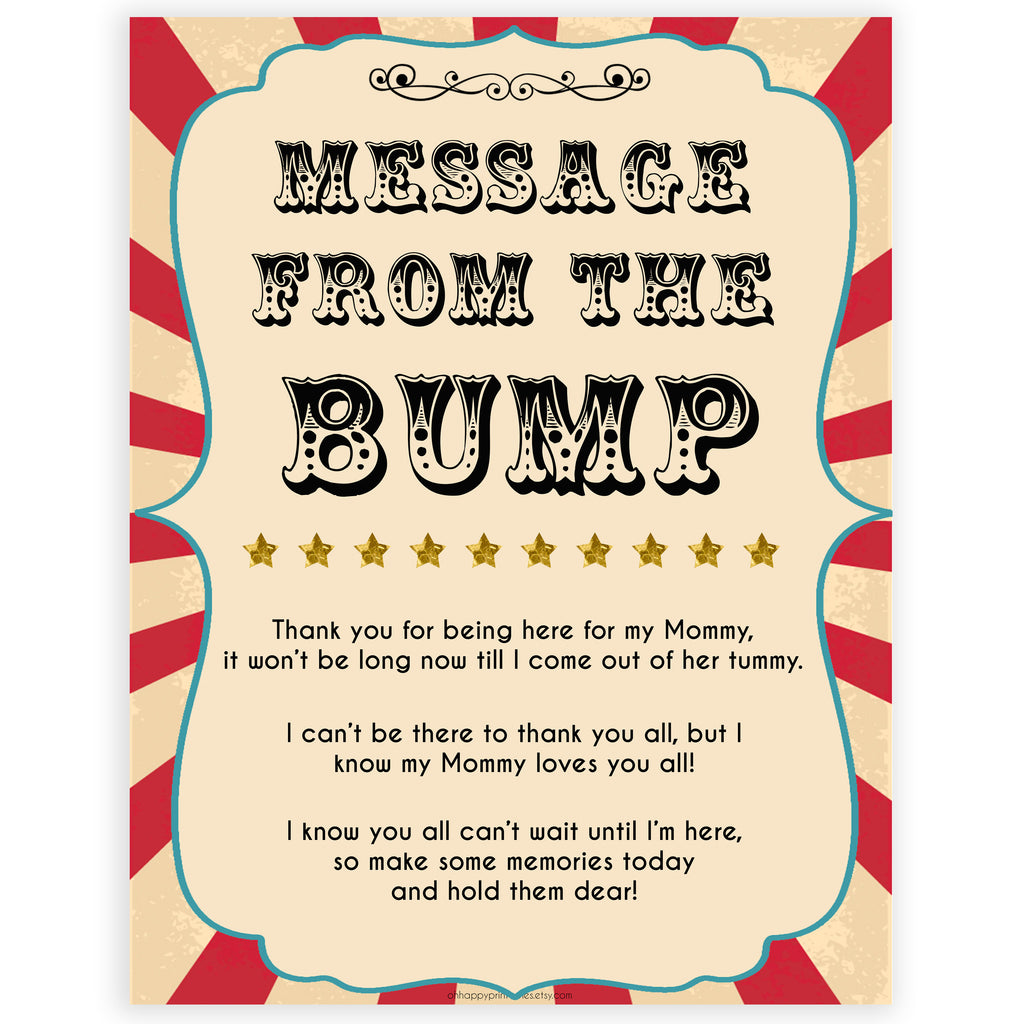 A Message From The Bump - Circus Printable Baby Shower Games ...
