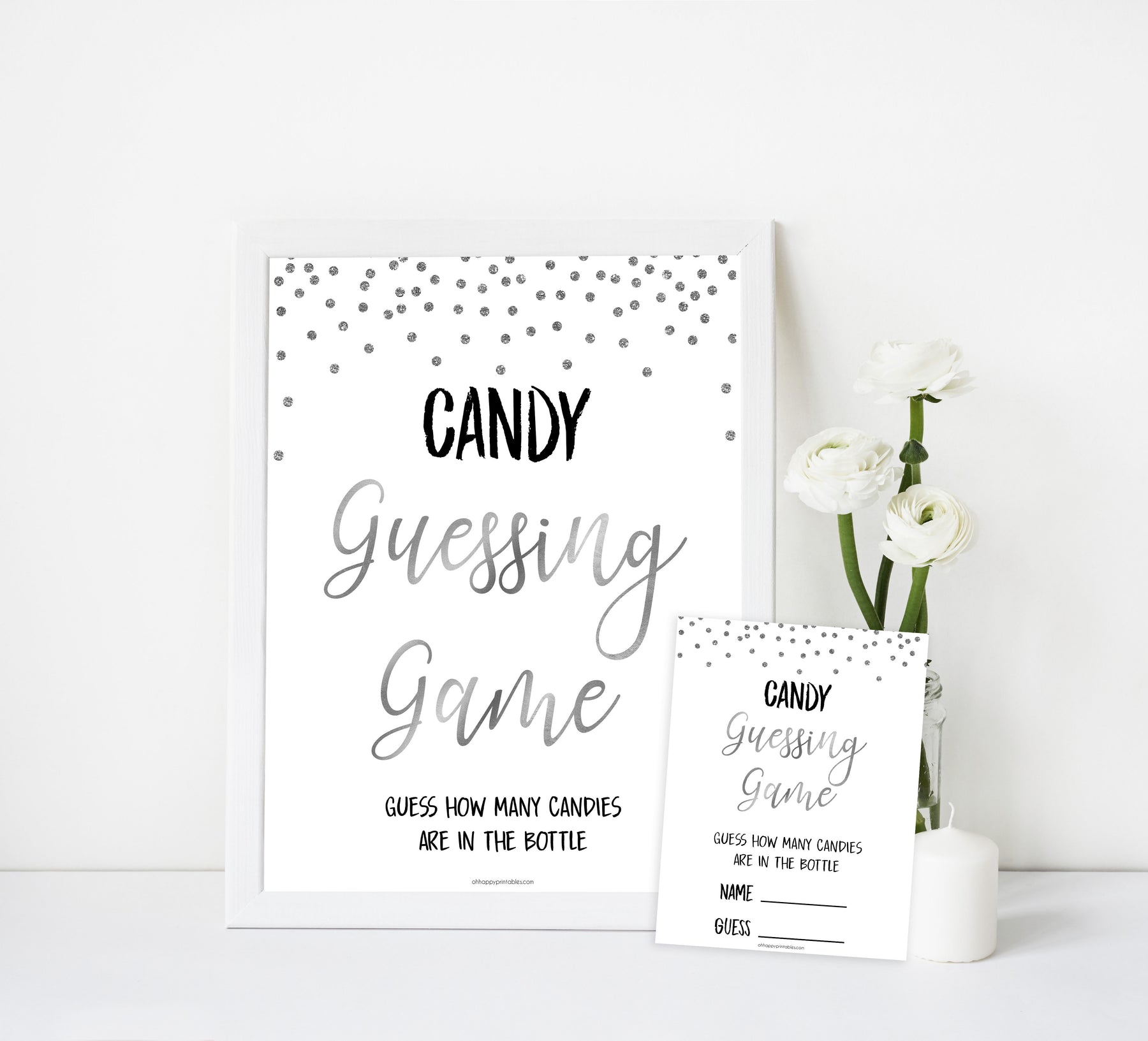 Candy Guessing Game - Silver Glitter Printable Baby Games ...