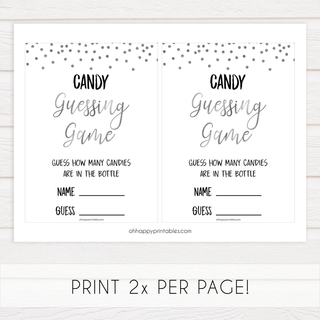 Candy Guessing Game - Silver Glitter Printable Baby Games ...
