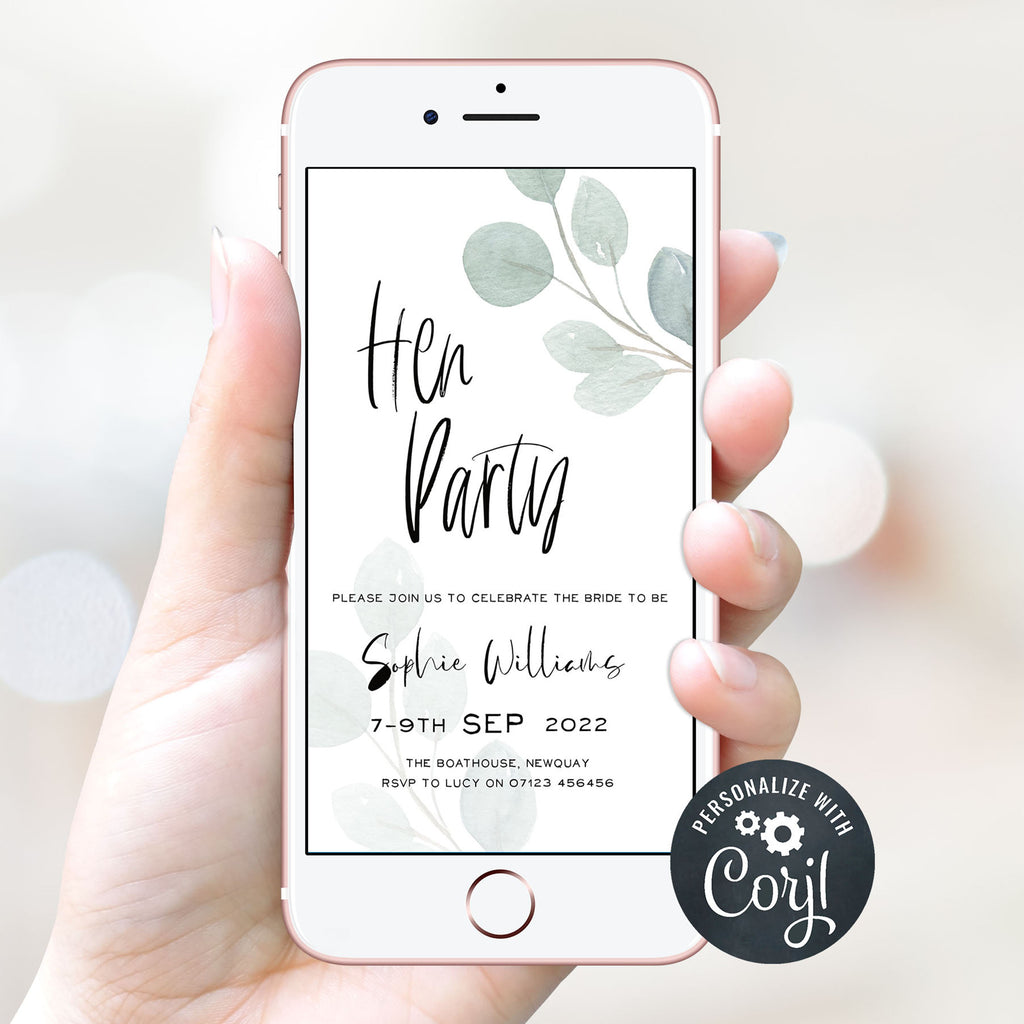 EDITABLE Hen Party Phone Invitation | Oh Happy Printables ...