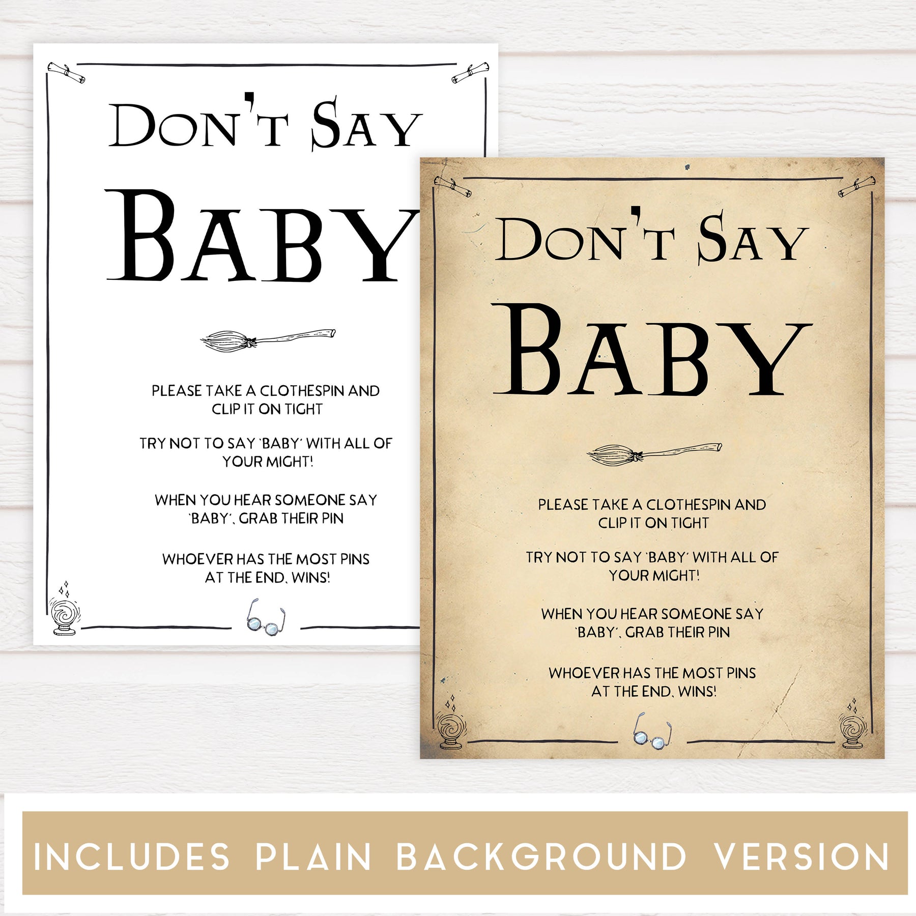 Don't Say Baby Game - Wizard Printable Baby Games – OhHappyPrintables