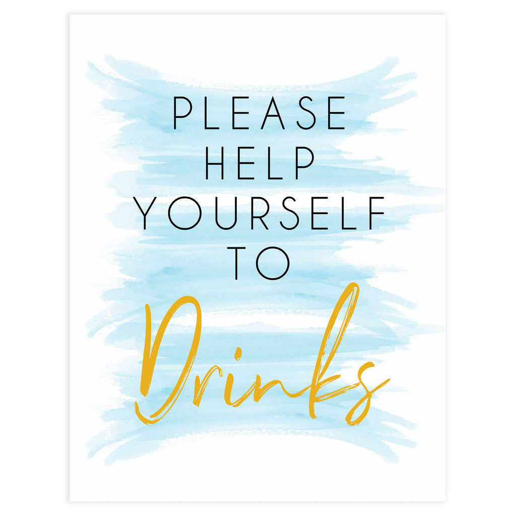 Drinks Sign - Blue Swash Printable Baby Shower Signs – OhHappyPrintables