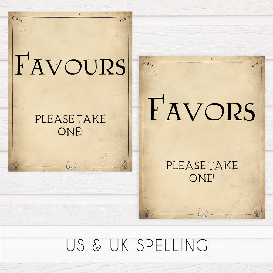 Favors Table Sign - Printable Harry Potter Party Stationery ...