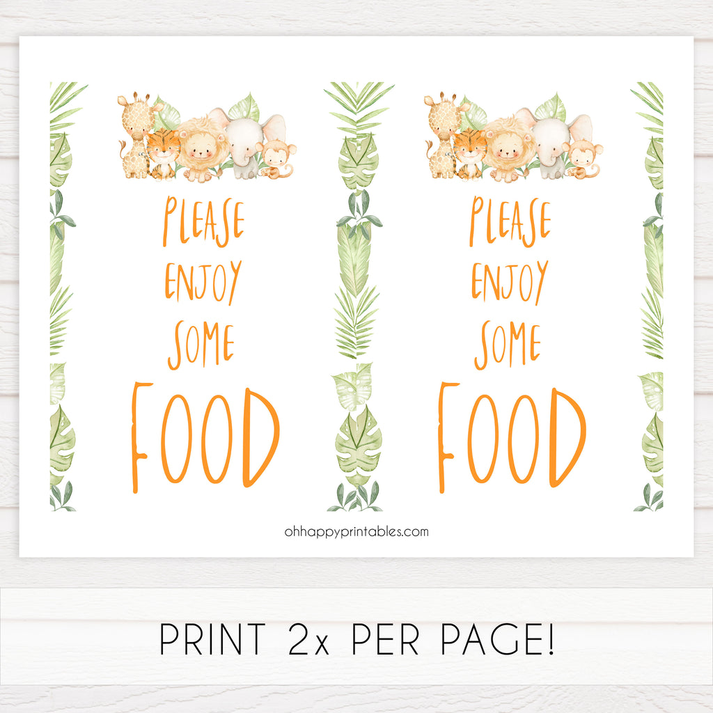 Food Sign - Safari Animals Printable Baby Shower Signs – OhHappyPrintables